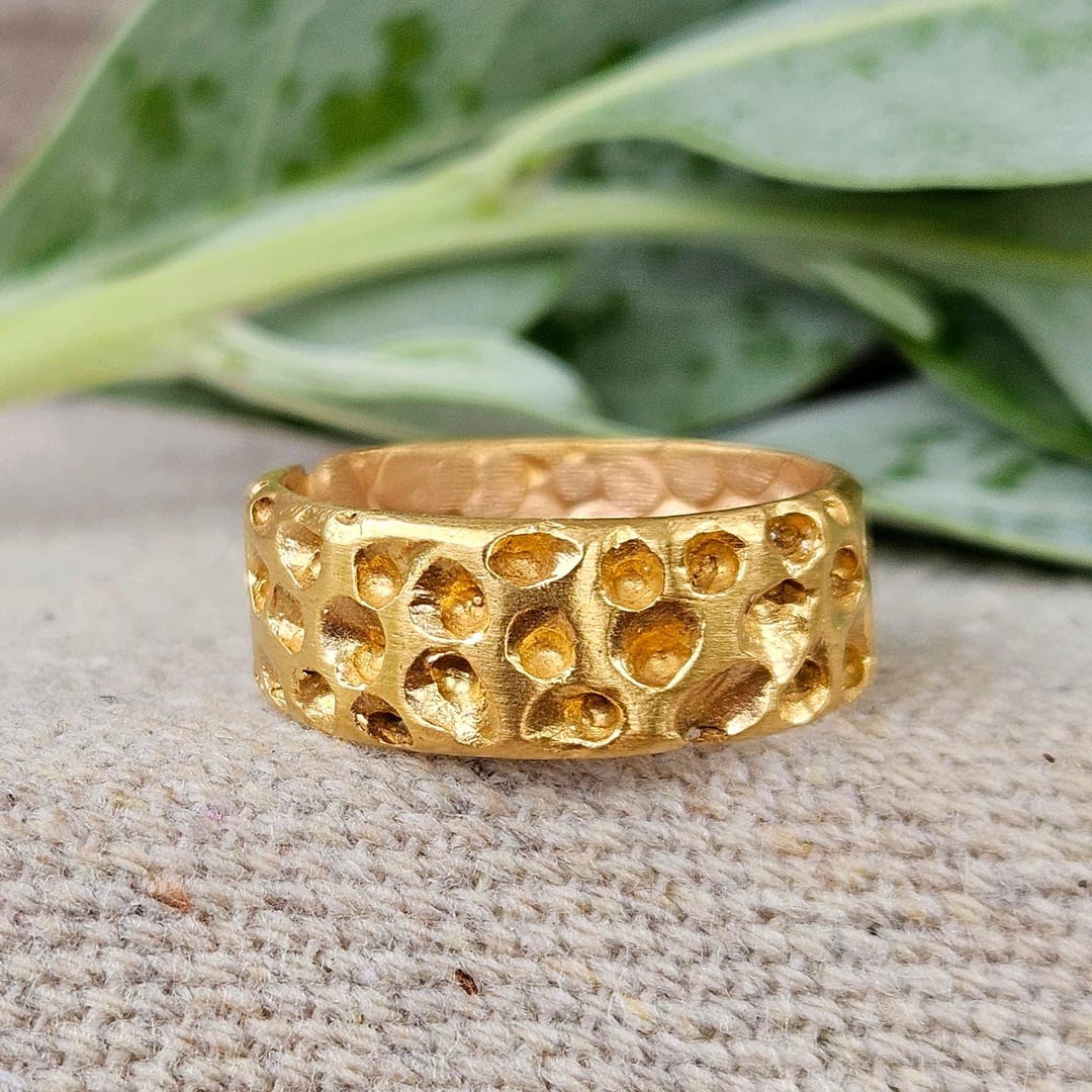 22k Gold Ring - Moon Ring - Mood Ring - Solid Gold Ring - Moon Crater ...