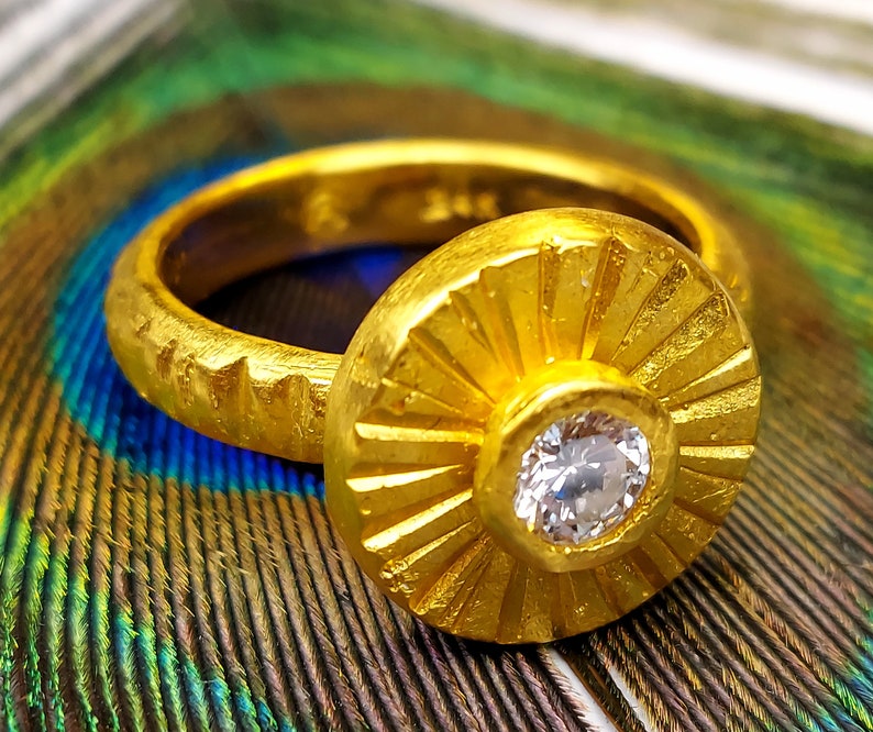 24k Gold Band 24k Diamond Ring 24K Ring Diamond Ring - Etsy