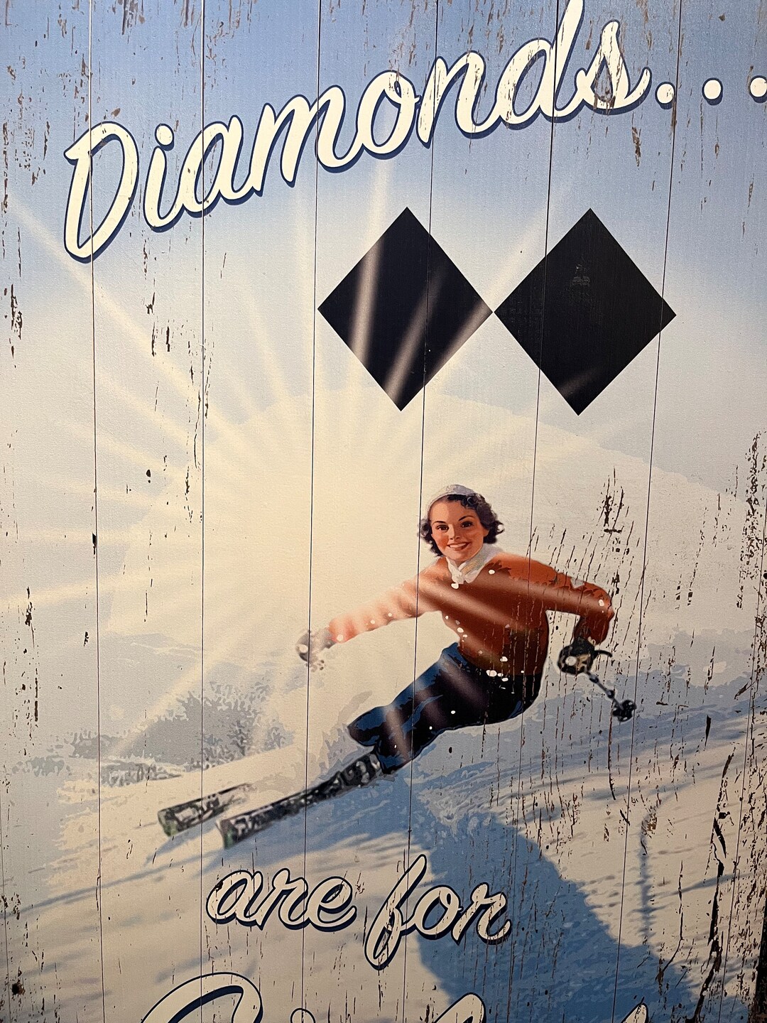 Customizable Skier Girl Wood Sign Diamonds Are for Girls Ski Sign, Ski ...