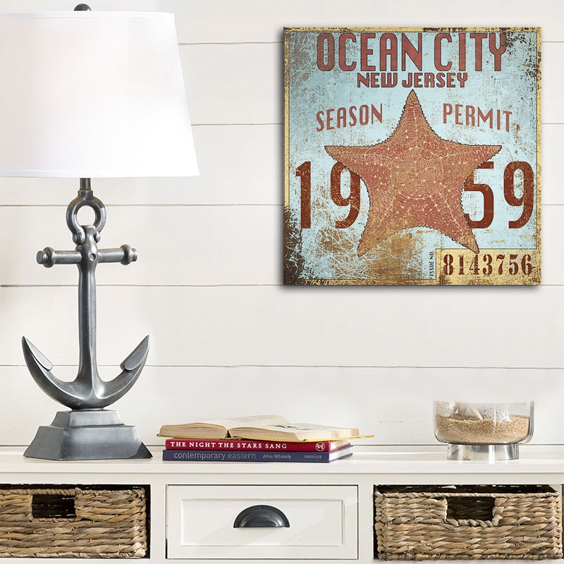Ocean City NJ Beach Badge Wood Sign New Jersey Shore Beach | Etsy