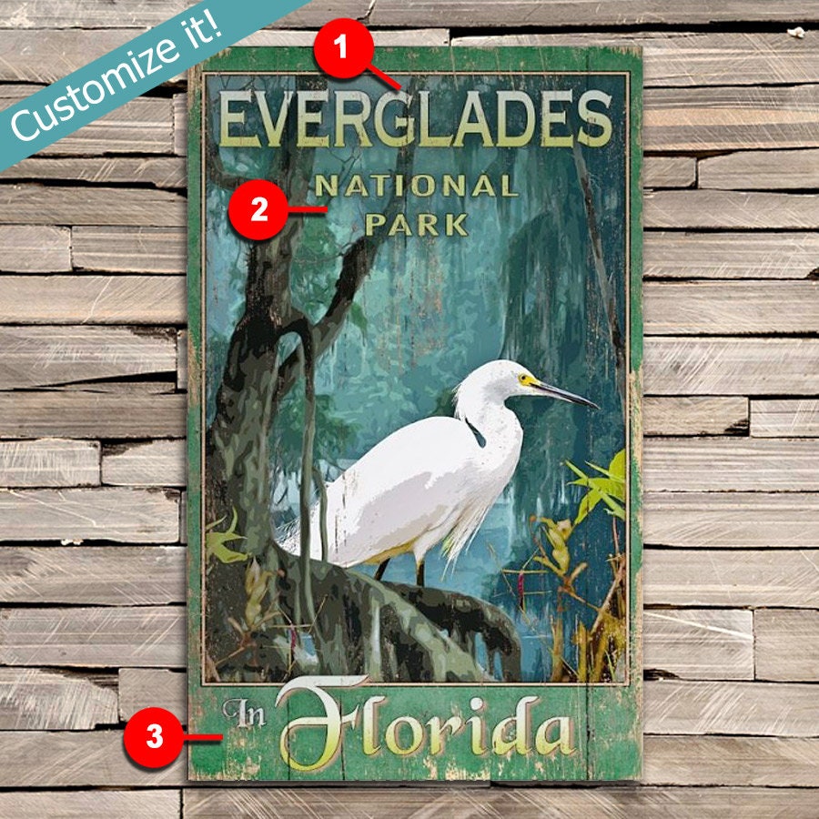 Everglades National Park Wooden Sign Custom National Park - Etsy