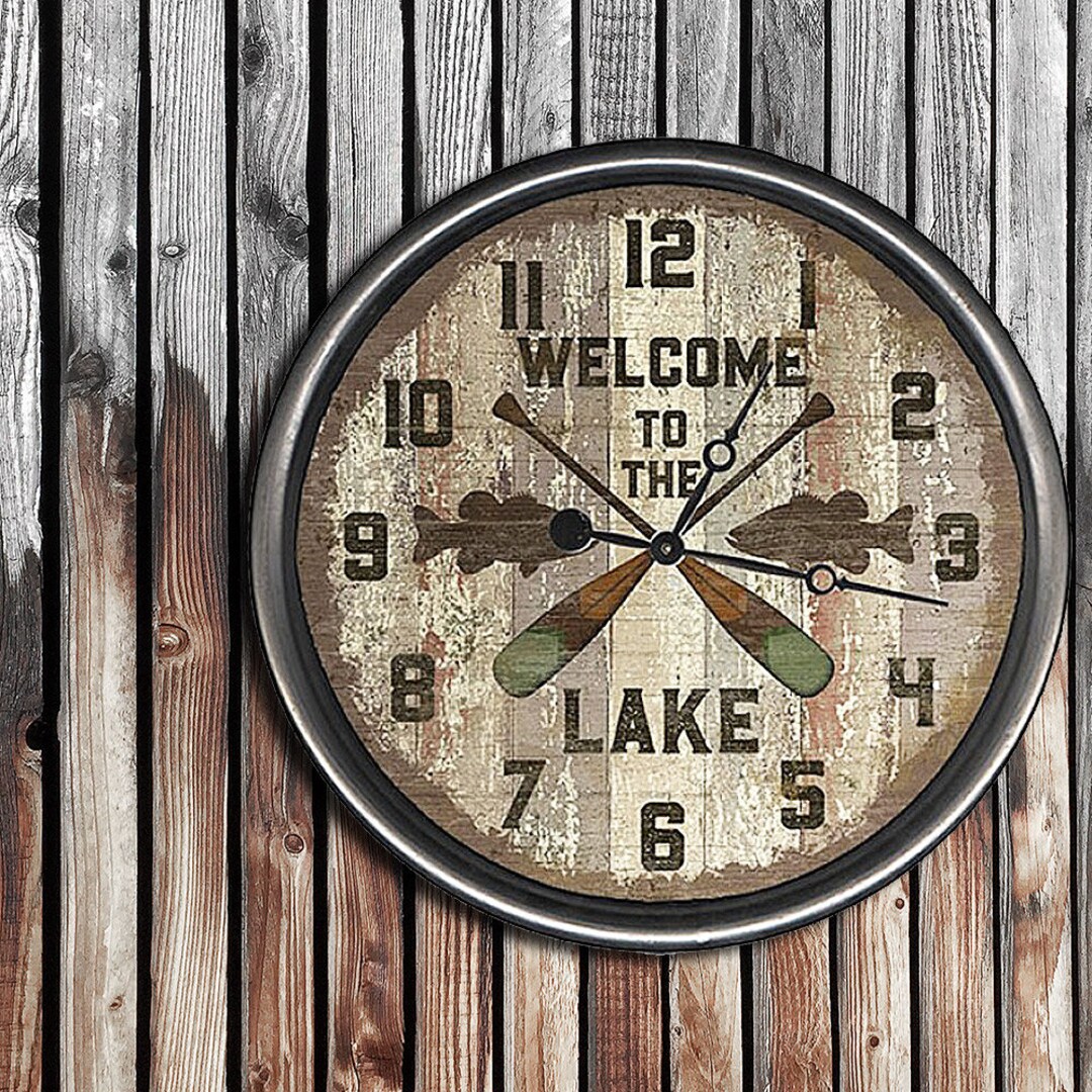 Custom Lake House Wooden Clock Welcome to the Lake - Etsy