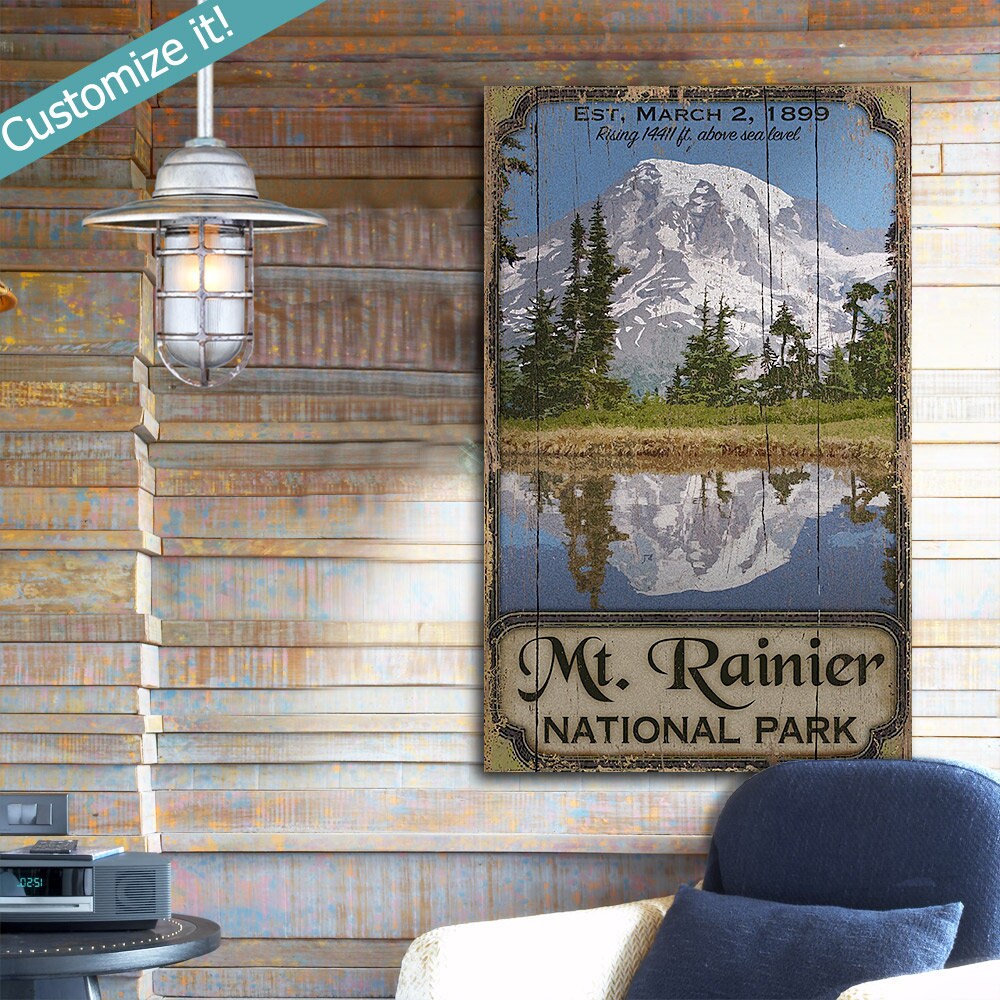 Mount Ranier National Park Wooden Vintage Sign Custom Mt. - Etsy España