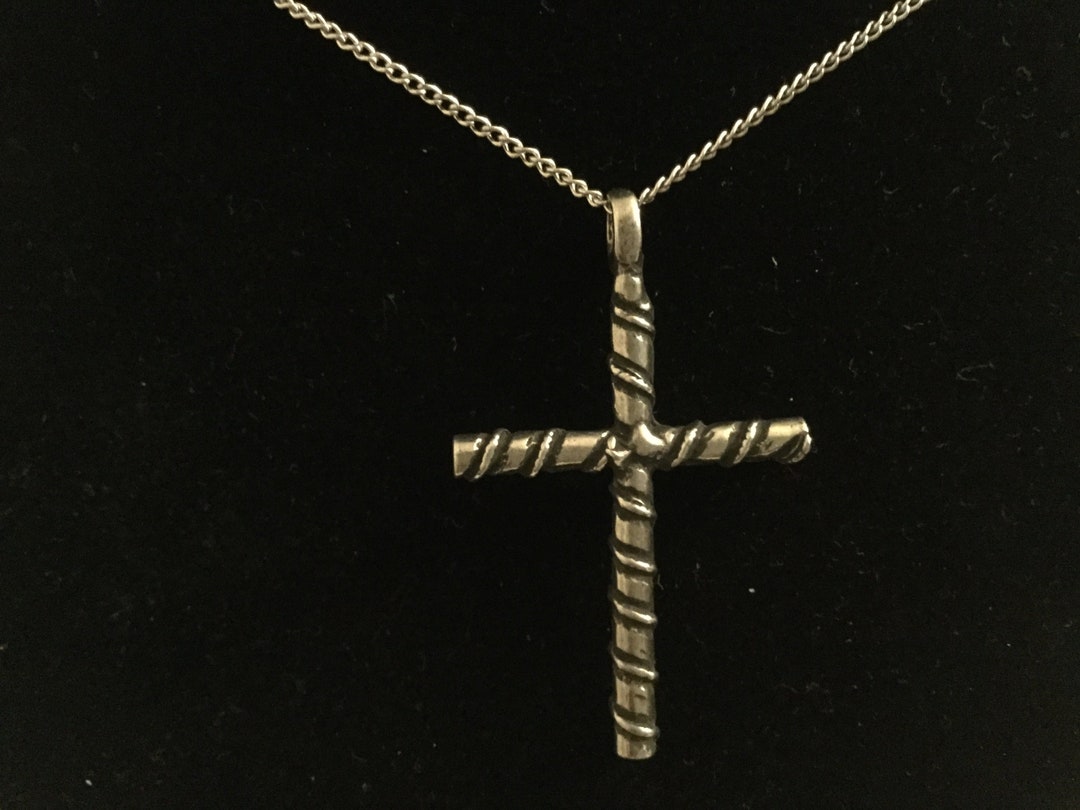 Pewter Twisted Rope Cross Necklace, Religious Charm - Etsy