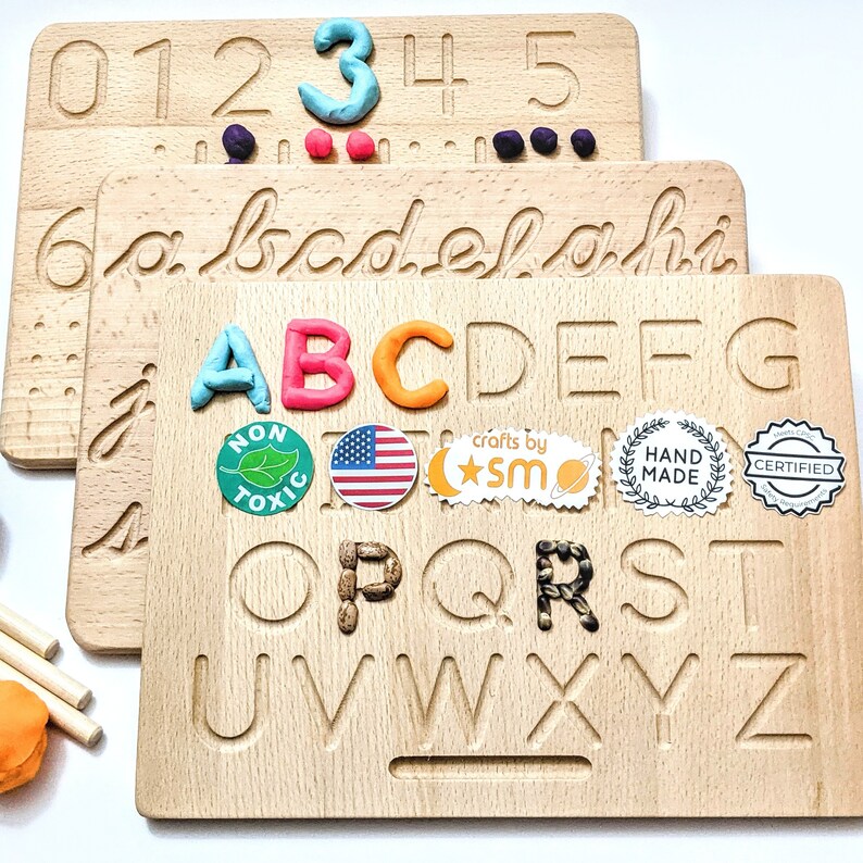 Montessori Cursive Alphabet Tracing Board Reversible Natural - Etsy