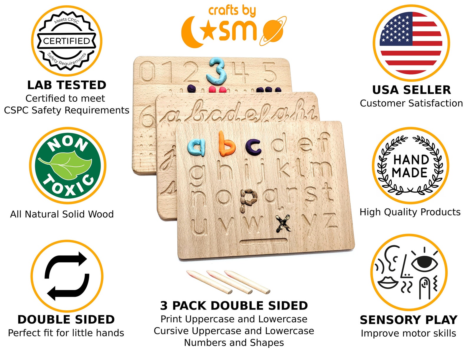 Montessori Cursive Alphabet Tracing Board Reversible Natural - Etsy