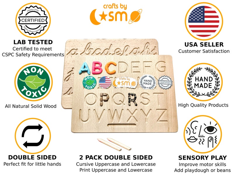 Montessori Uppercase / Lowercase ABC Alphabet Tracing Board | Etsy