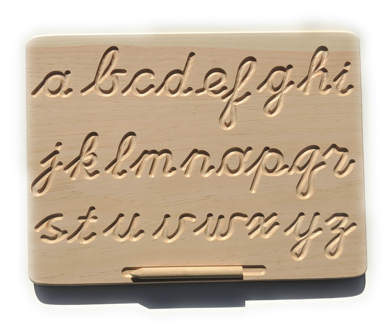 Montessori Cursive Alphabet Tracing Board Reversible Natural - Etsy