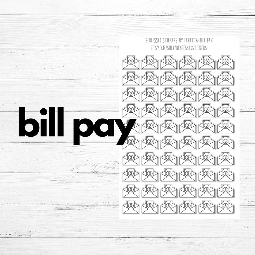 Bills Pay Planner Sticker Bills Due Text Sticker Bills Due Word Sticker ...