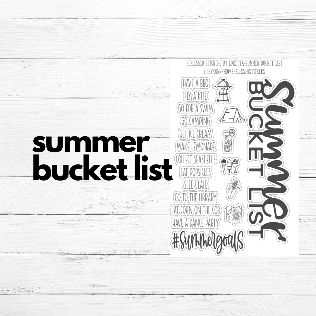 Summer Bucket List Stickers Planner Summer Camping Fly a Kite Swim ...