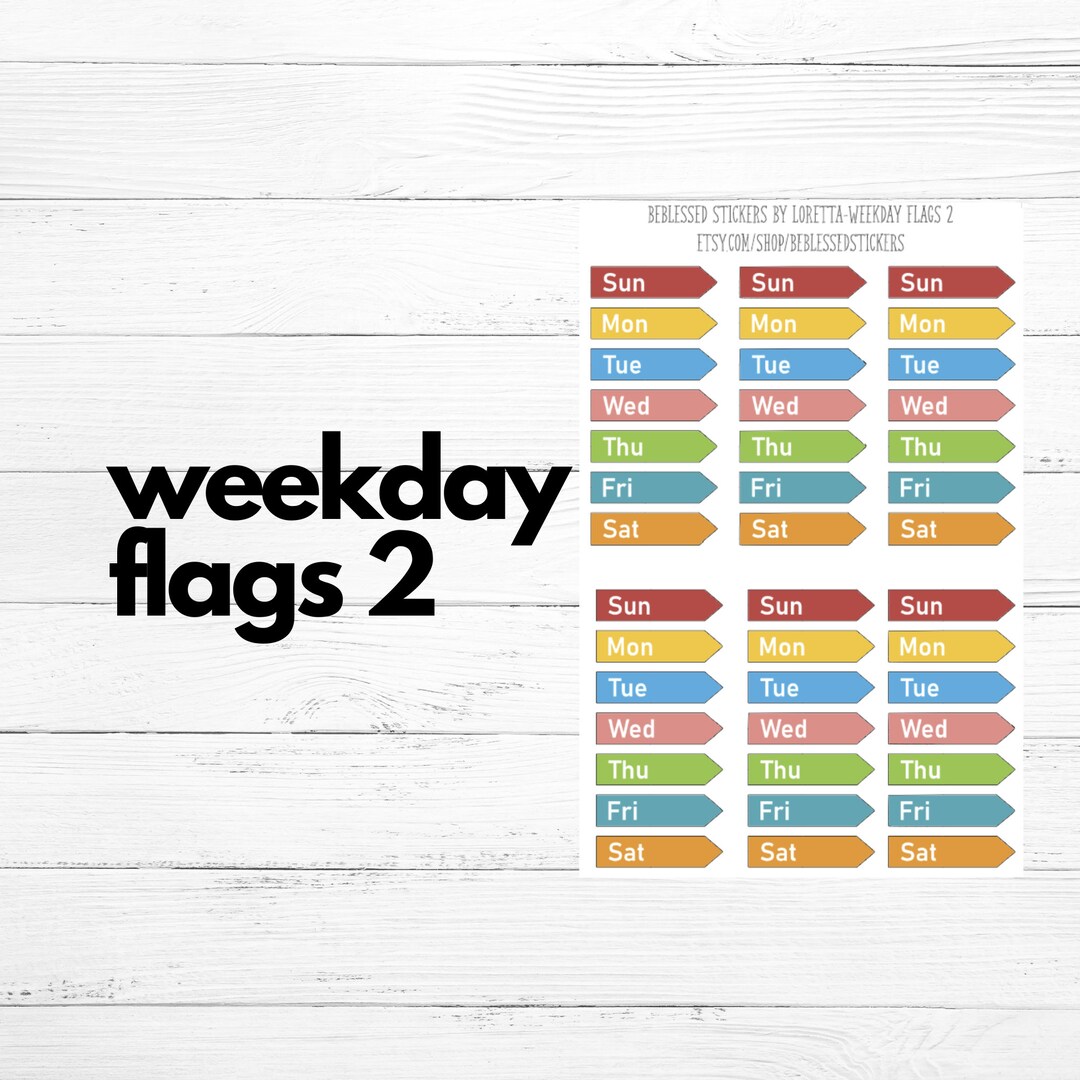 Weekdays Redating Stickers Monday Tuesday Wednesday Thursday Friday ...