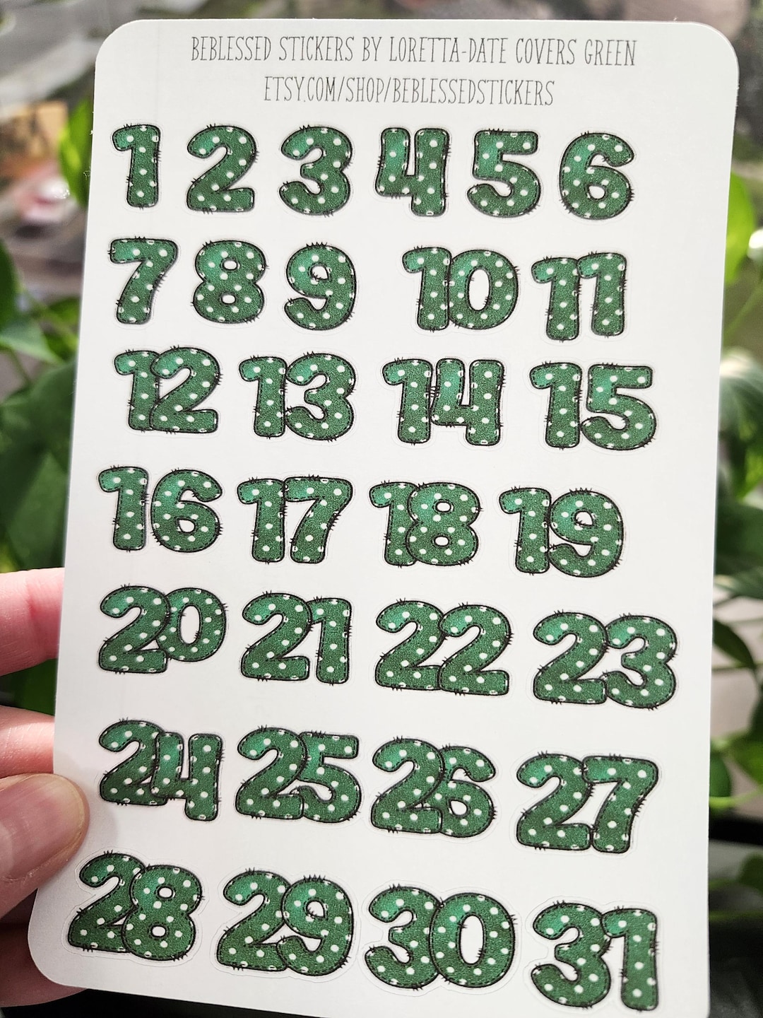 Green Polka Dot Date Covers Planner Stickers Journal Dates Calendar ...