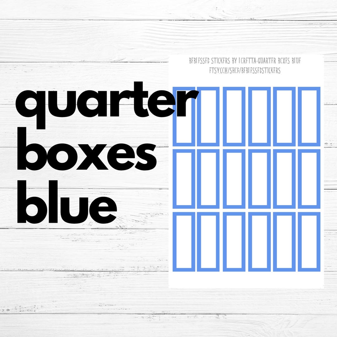 Blue Box Sticker Blue Quarter Box Sticker Colorful Boxes Happy Planner ...