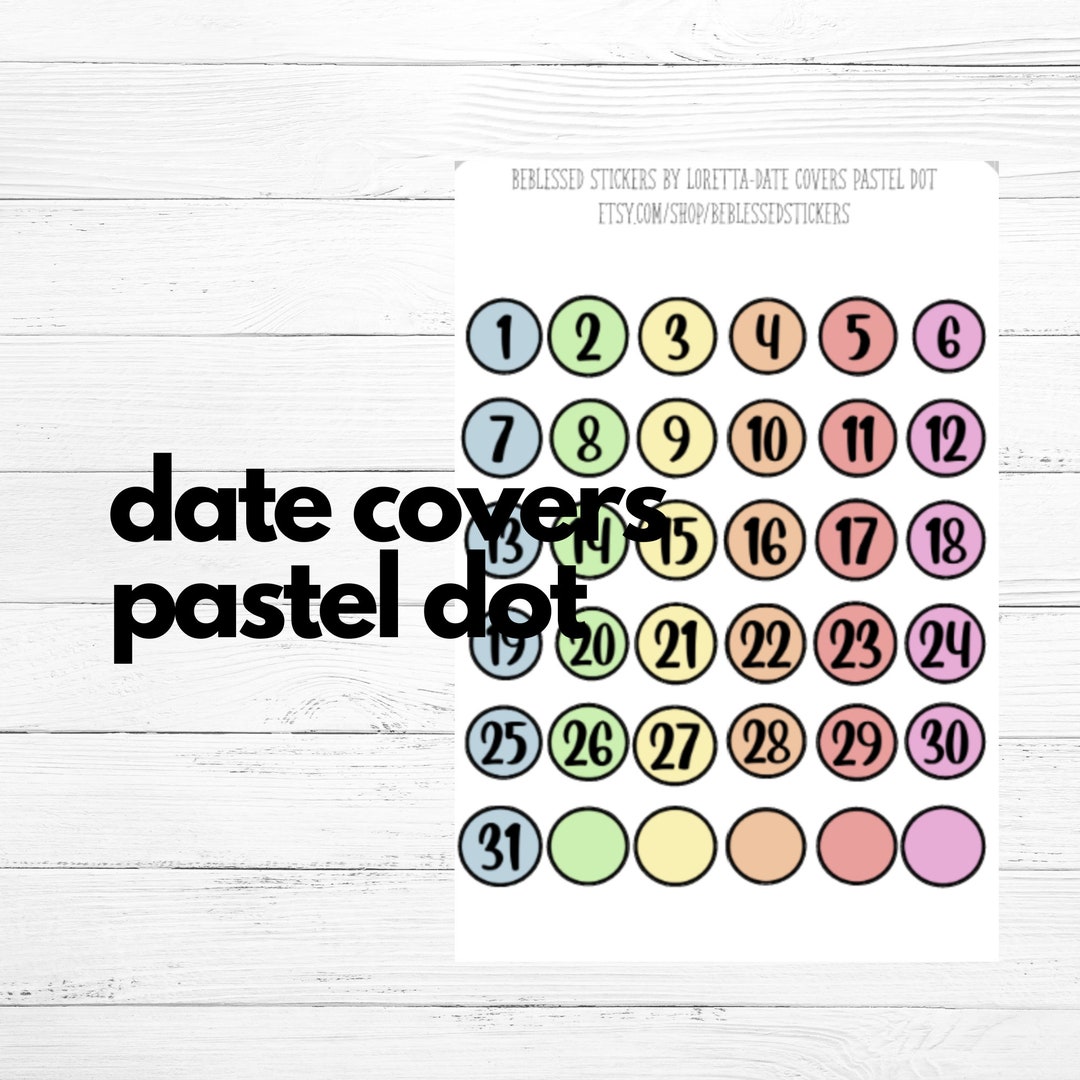 Date Cover Stickers Pastel Stickers Circle Stickers Redating Stickers ...