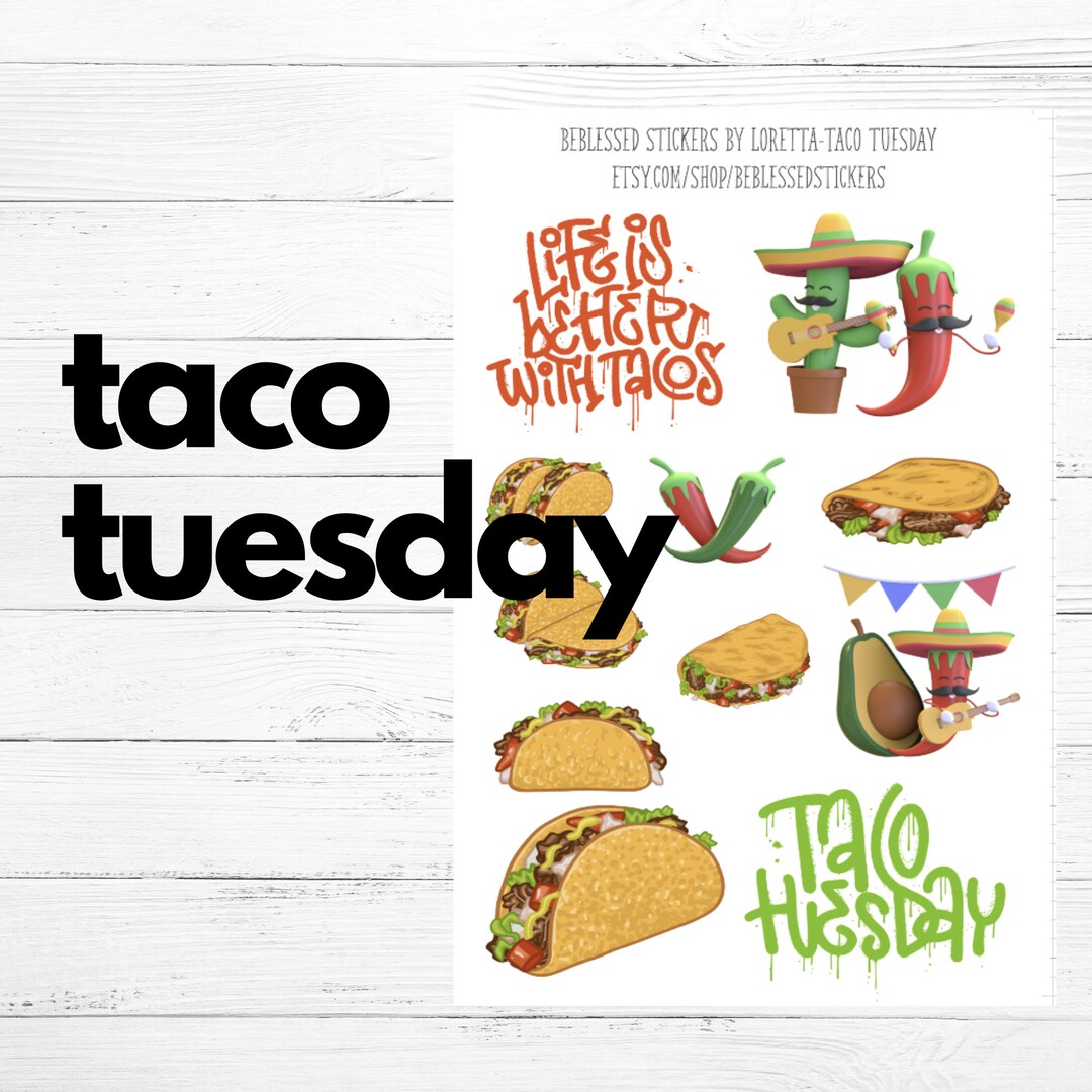 Taco Tuesday Planner Stickers, Planner, Happy Planner ...