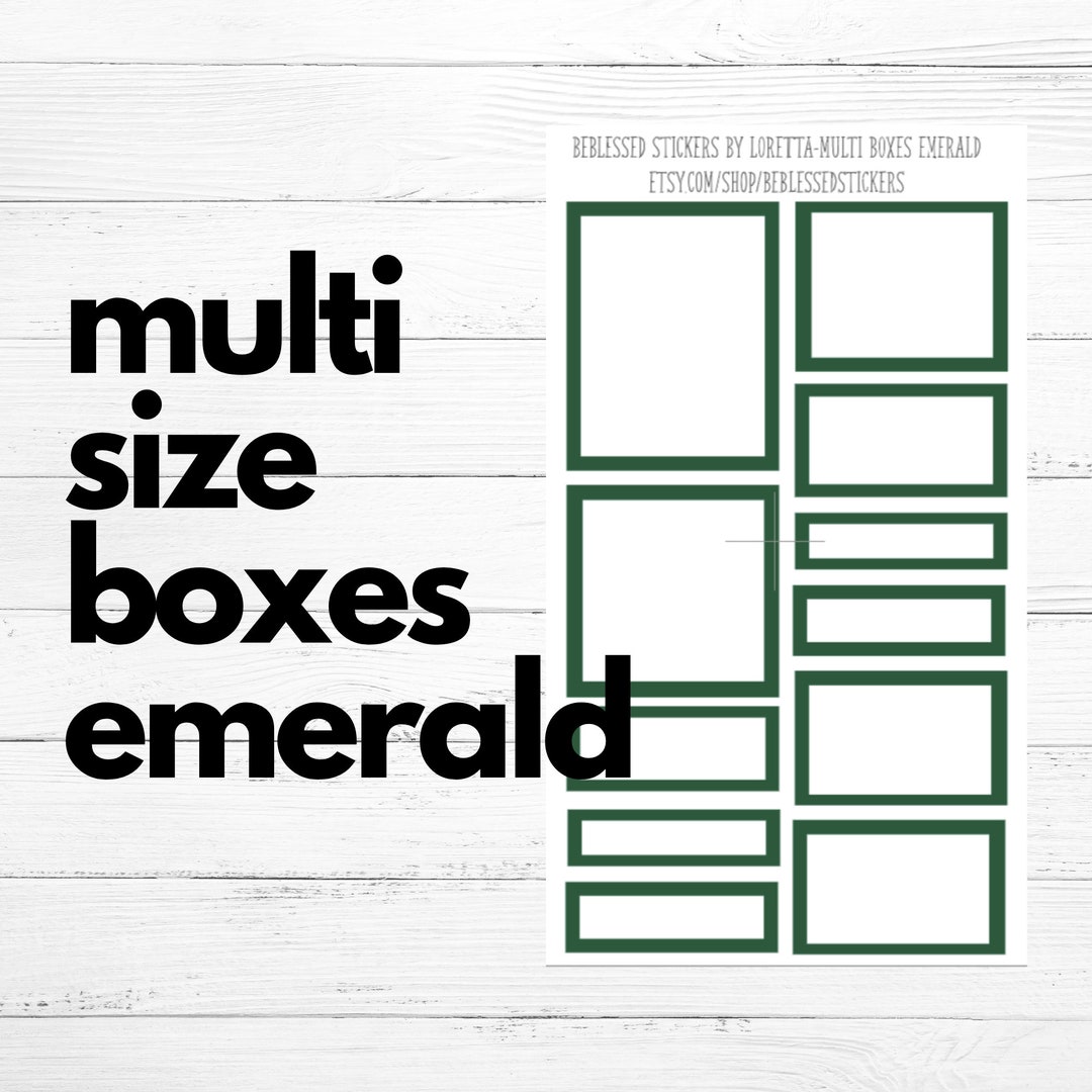 Emerald Green Planner Stickers: Multi-size Boxes (6x4 Inch Sheet) - Etsy