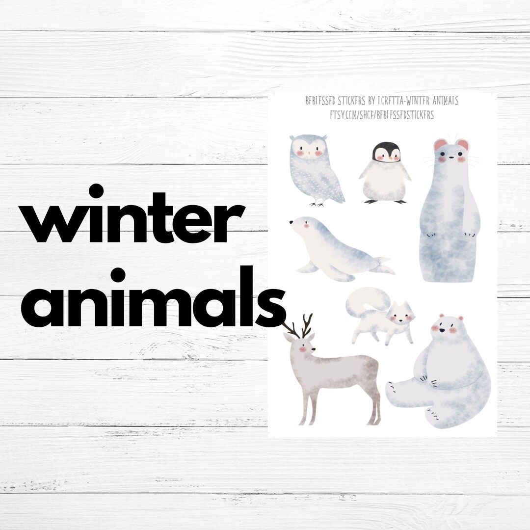 Winter Animals Stickers Bear Stickers Winter Animal Stickers Weather ...