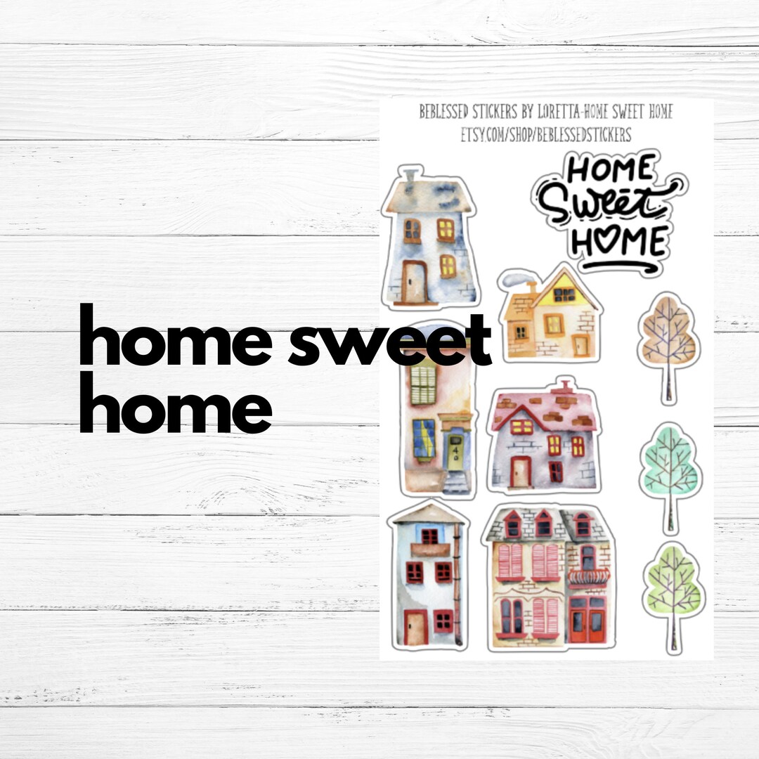 Home Sweet Home Stickers Planner House Colorful Stickers Trees Journal ...