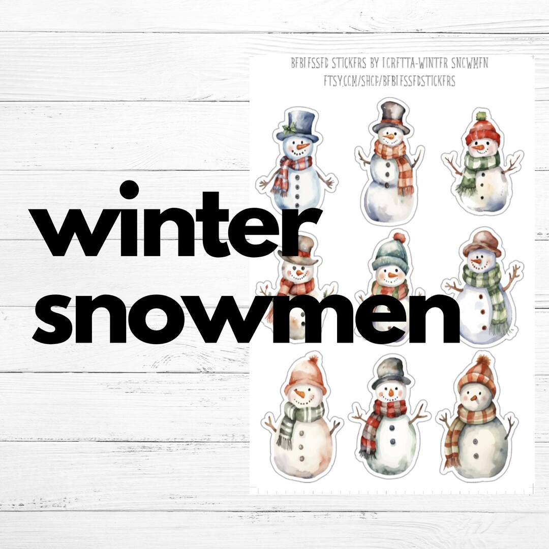 Snowmen Stickers Snowman Stickers North Pole Stickers Red Snowmen ...