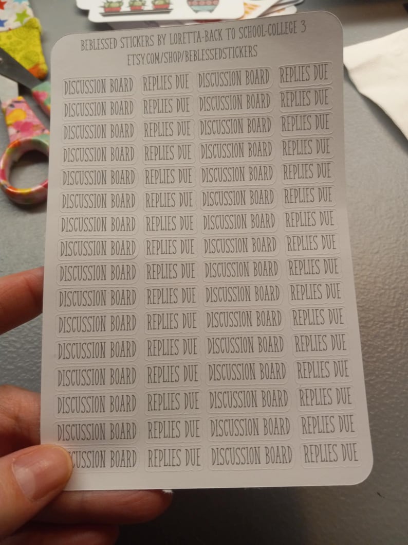 College Planner Stickers: Discussion Board, Replies Due - Etsy