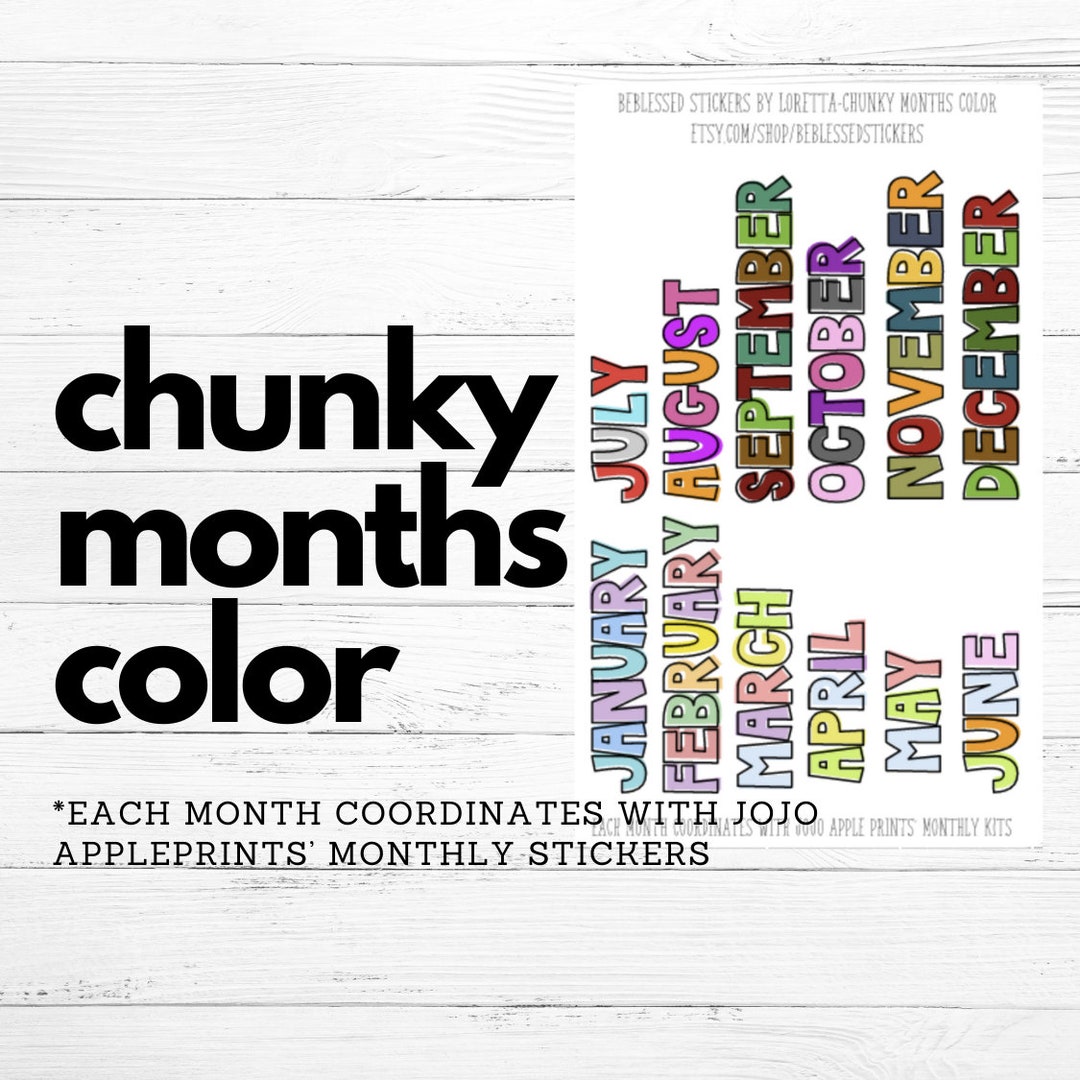 Chunky Monthly Planner Stickers, Redating, Planner, Planning, HP, Happy ...