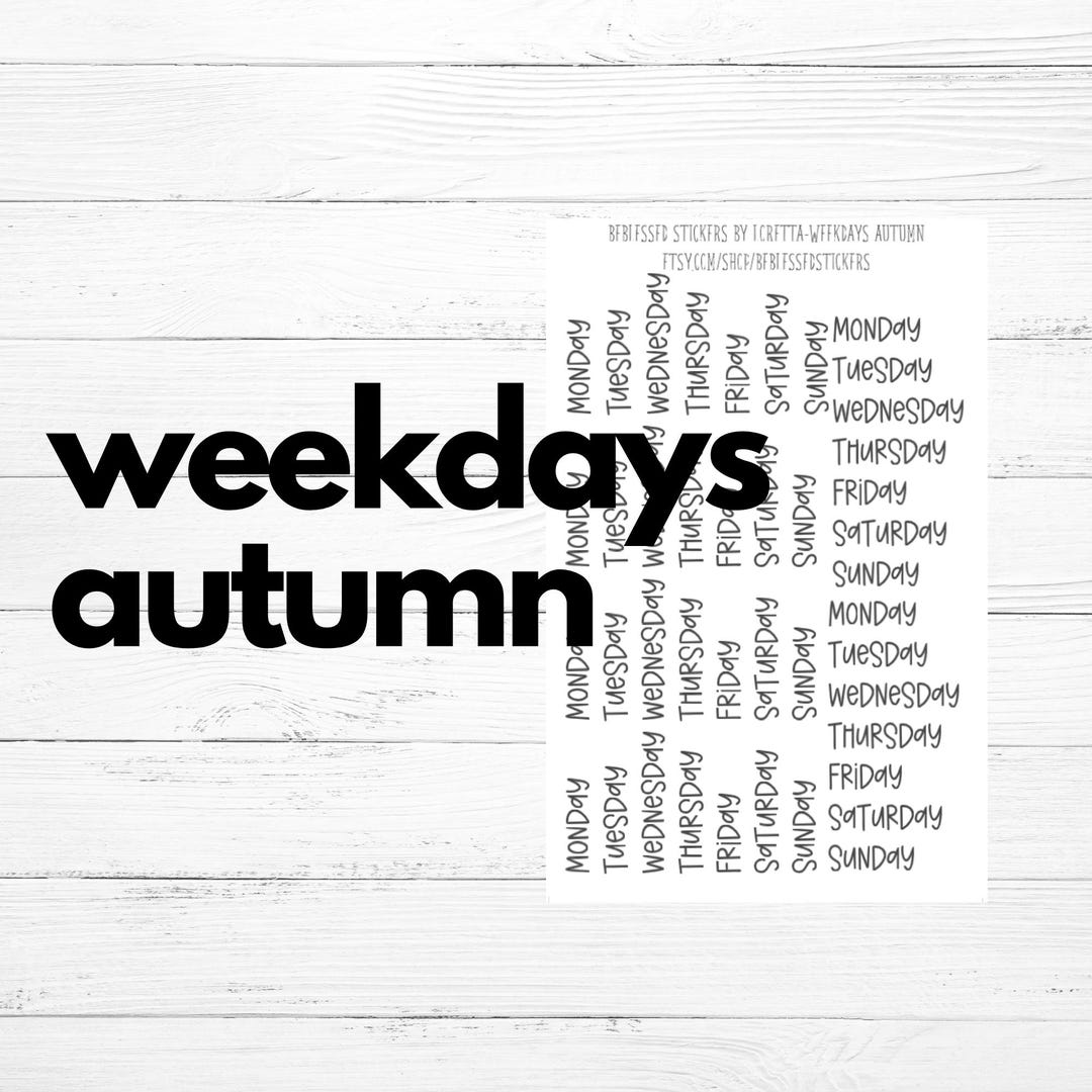 Weekdays Stickers Days of Week Stickers Redating Stickers Monday ...