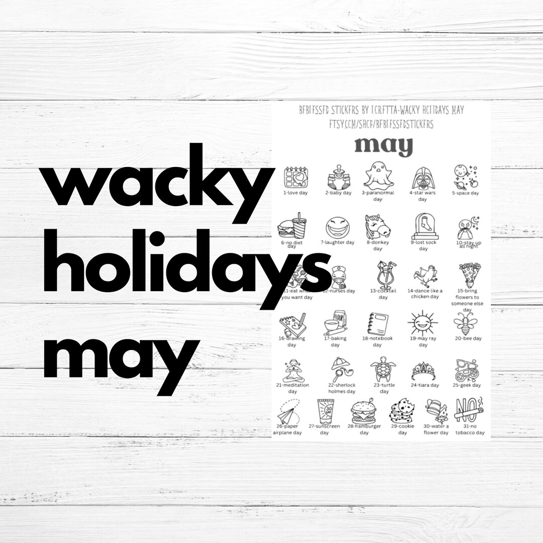 Wacky Holidays May Holiday Planner Stickers Holiday Script Sticker ...