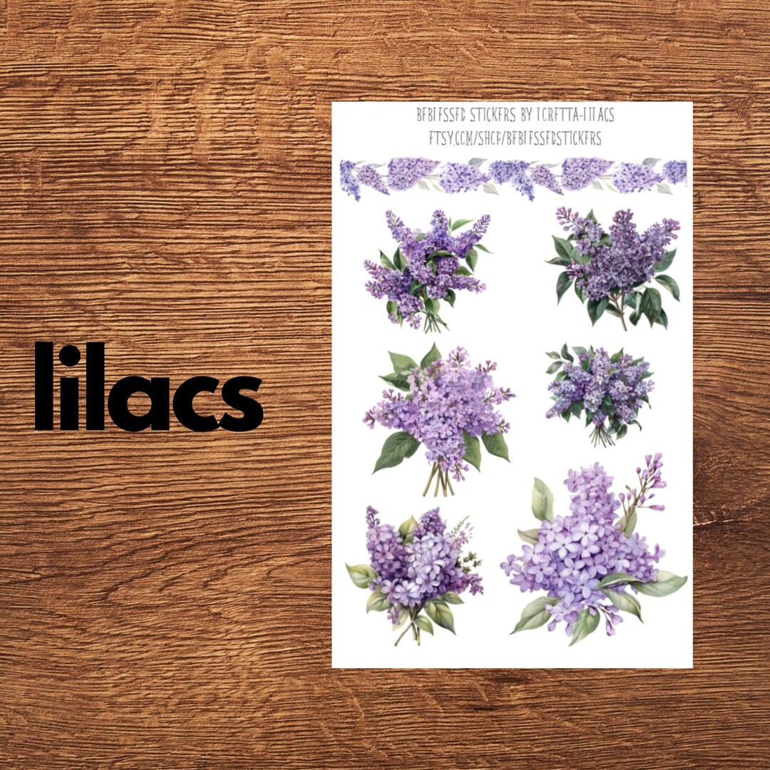 Lilacs Stickers Planner Daisies Colorful Floral Stickers Purple Flower ...