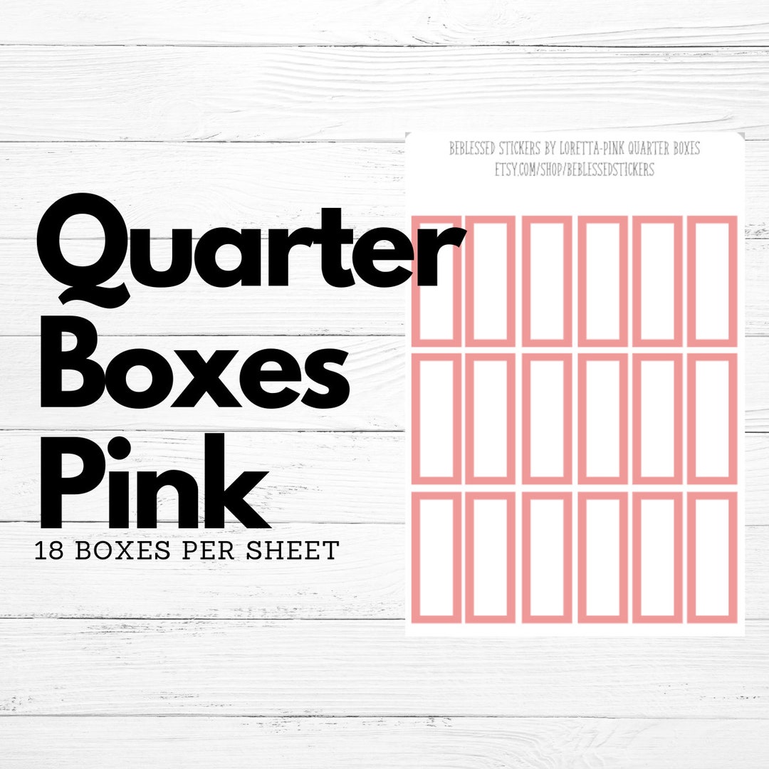 Pink Box Planner Sticker Quarter Box Colorful Sticker Pink Box Sticker ...