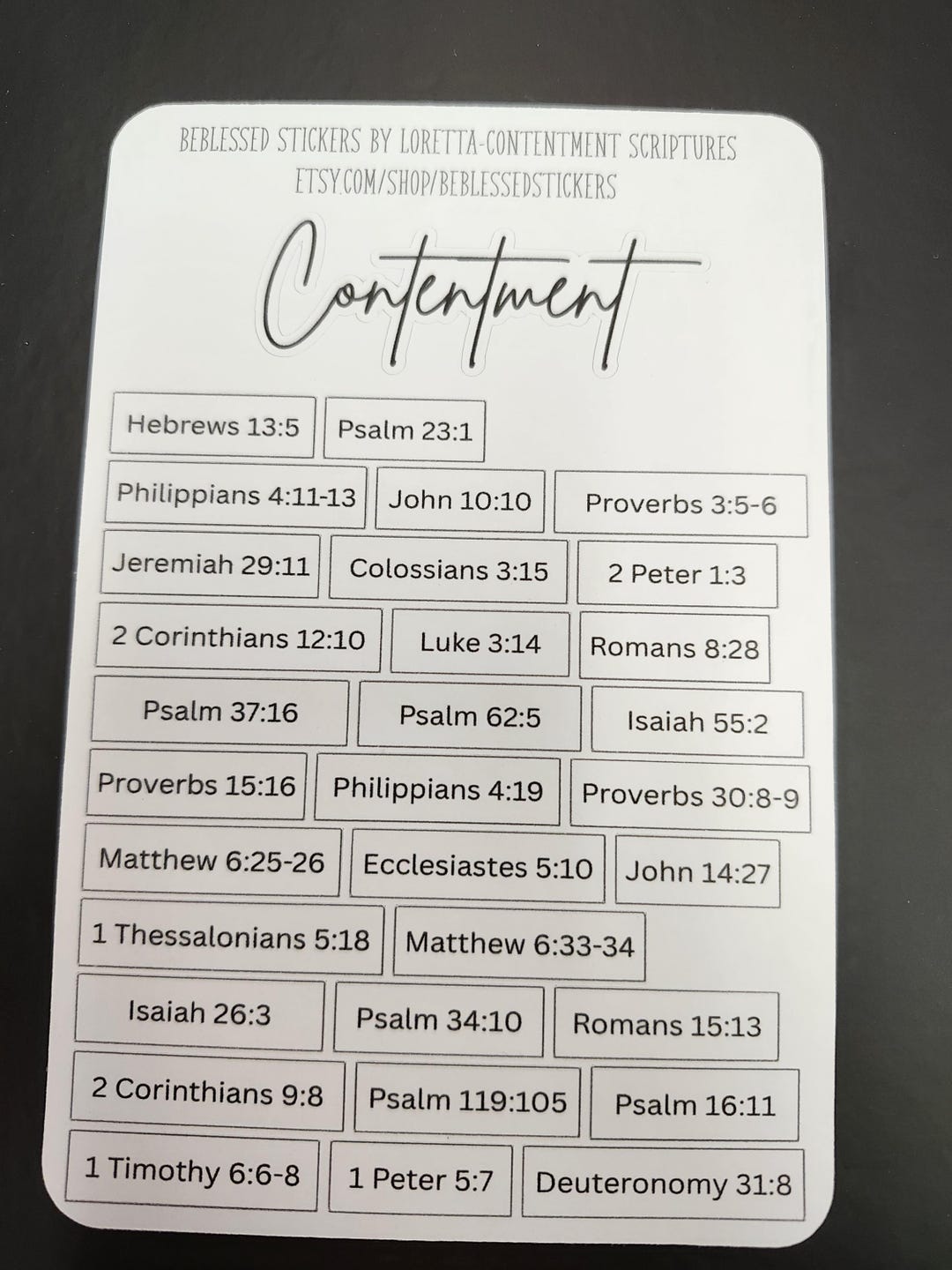 Contentment Bible Study Stickers: Christian Encouragement (6x4 Inch ...