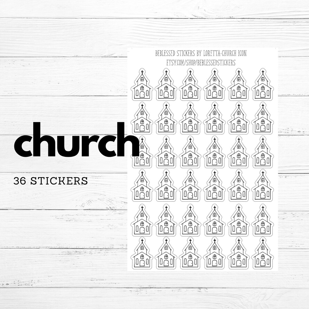Church Icon Stickers Churchhouse Planner Stickers Sunday Stickers for ...