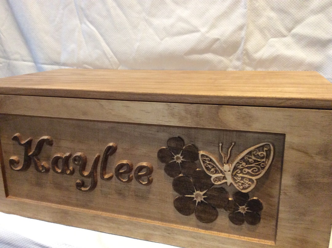 Carved Treasure Box Custom Toy Box Personlized Name, Butterfly and ...