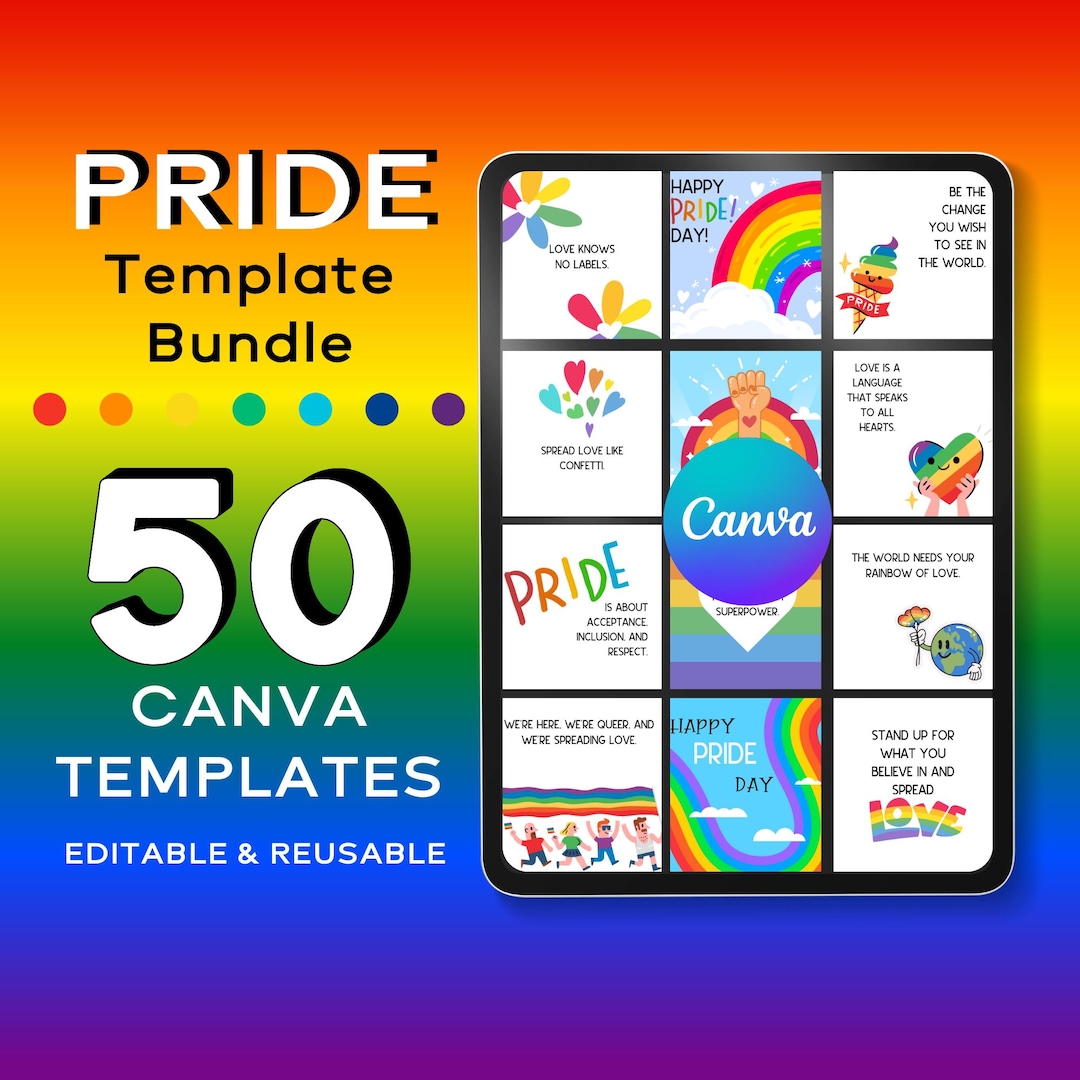 50 PRIDE Canva TEMPLATES | Celebrate LGBTQ, Equality, Rainbow, Flag ...