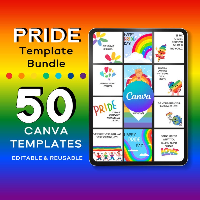 50 PRIDE Canva TEMPLATES | Celebrate LGBTQ, Equality, Rainbow, Flag ...