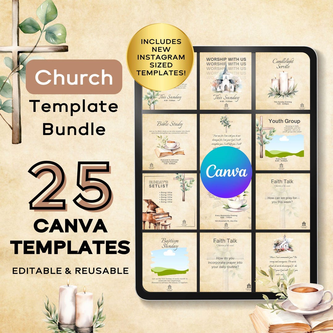 CHURCH Canva Template Bundle | Instagram, Facebook, Social Media ...
