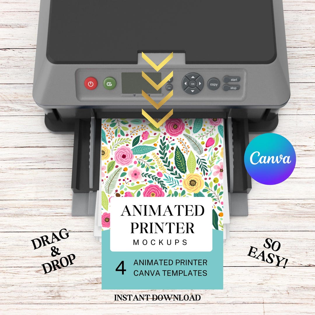 Animated Printer Canva Template Bundle: Showcase Printables (instant ...