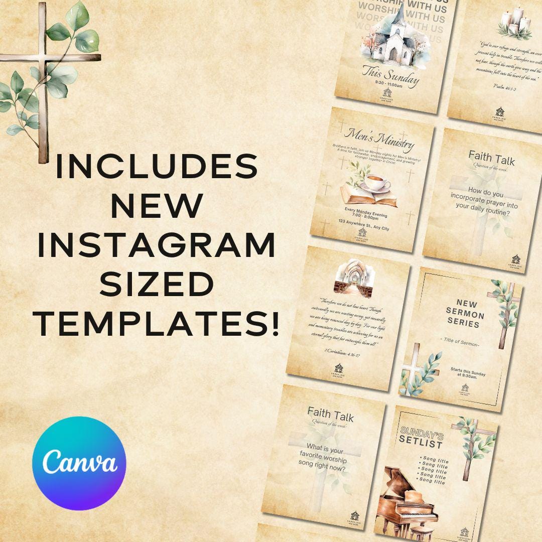 Church Canva Template Bundle: Social Media Graphics (editable in Canva ...