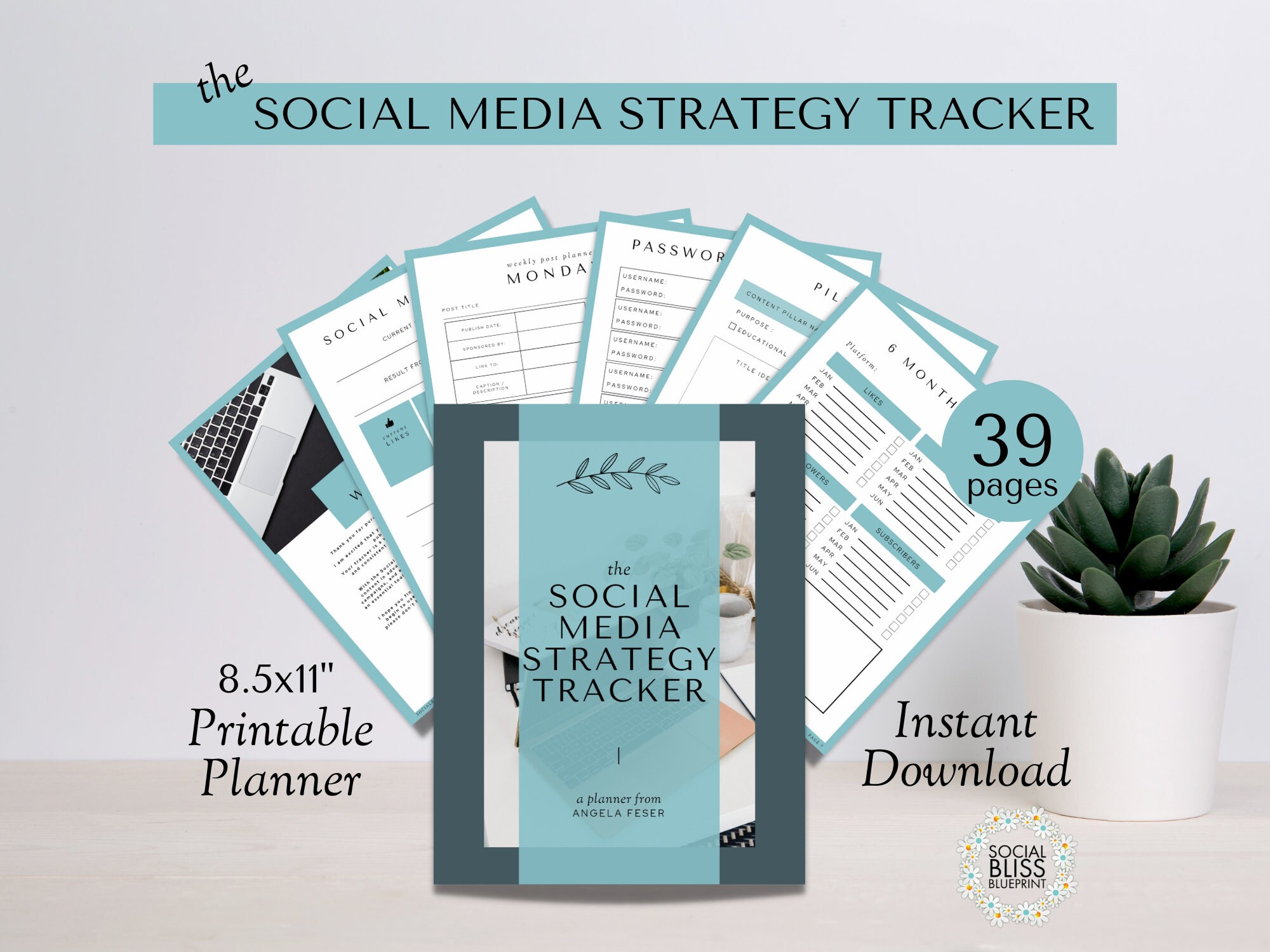 Social Media Strategy Tracker, Printable, Digital Download, Facebook ...