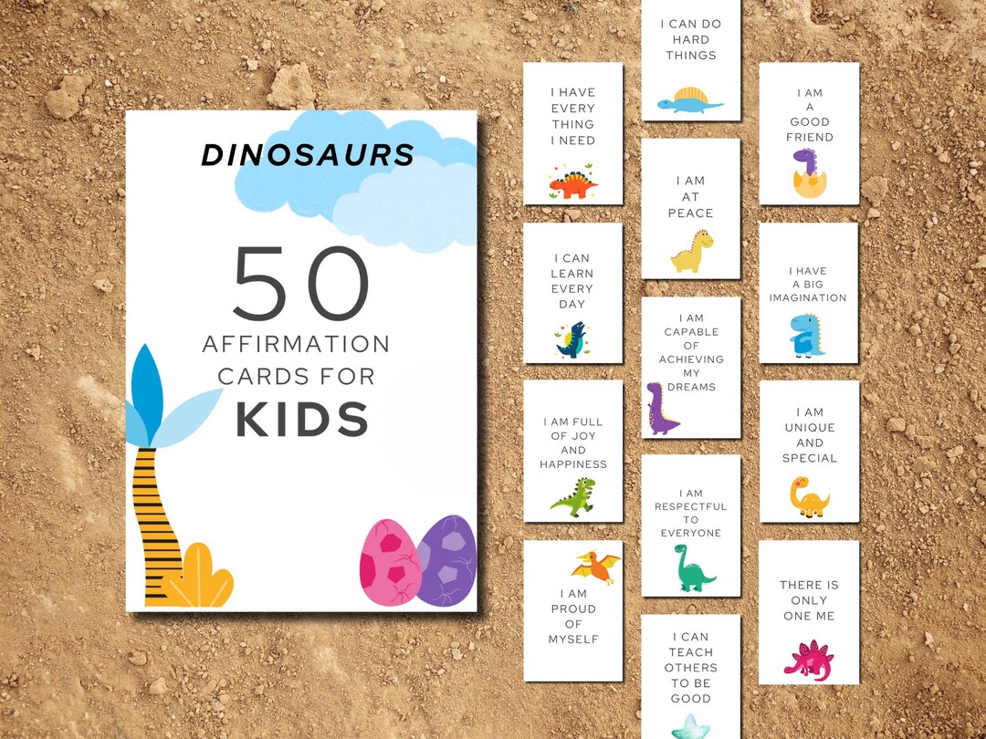 Dinosaur Affirmation Cards for Kids: Positive Mindset, Self-esteem - Etsy