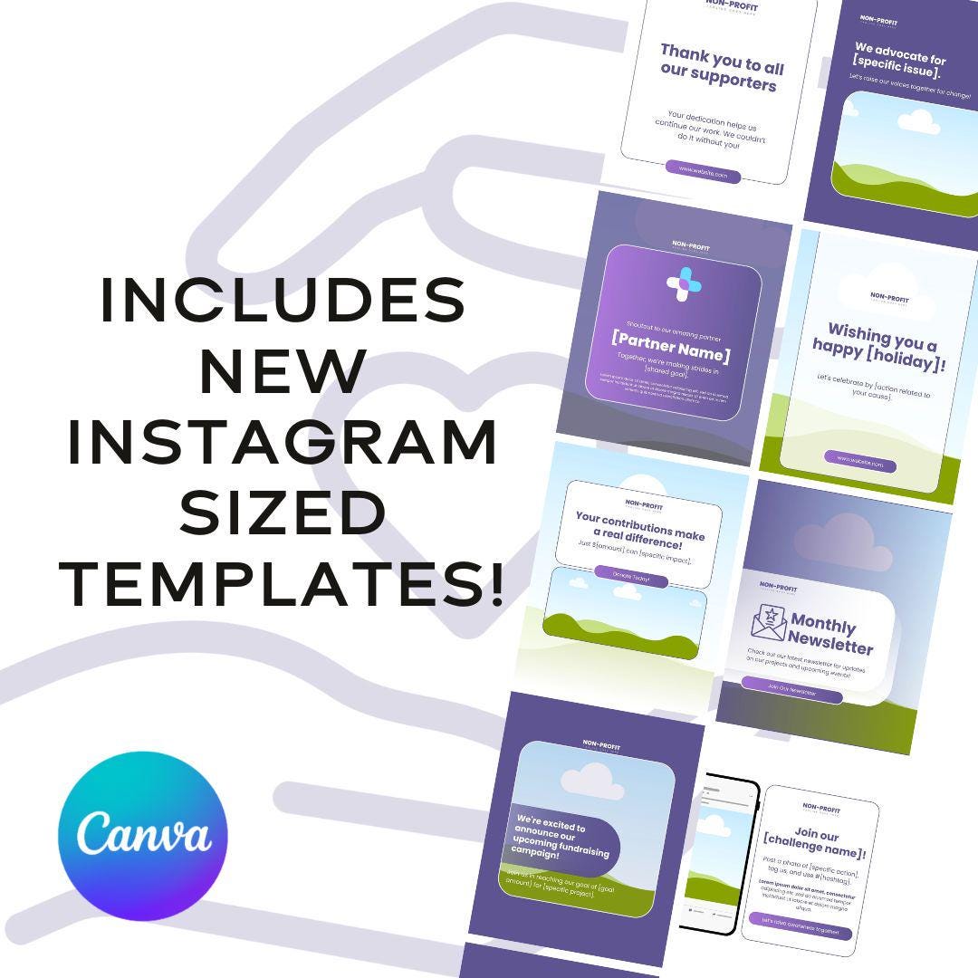 Non-profit Canva Templates: Social Media Posts for Charities (editable ...