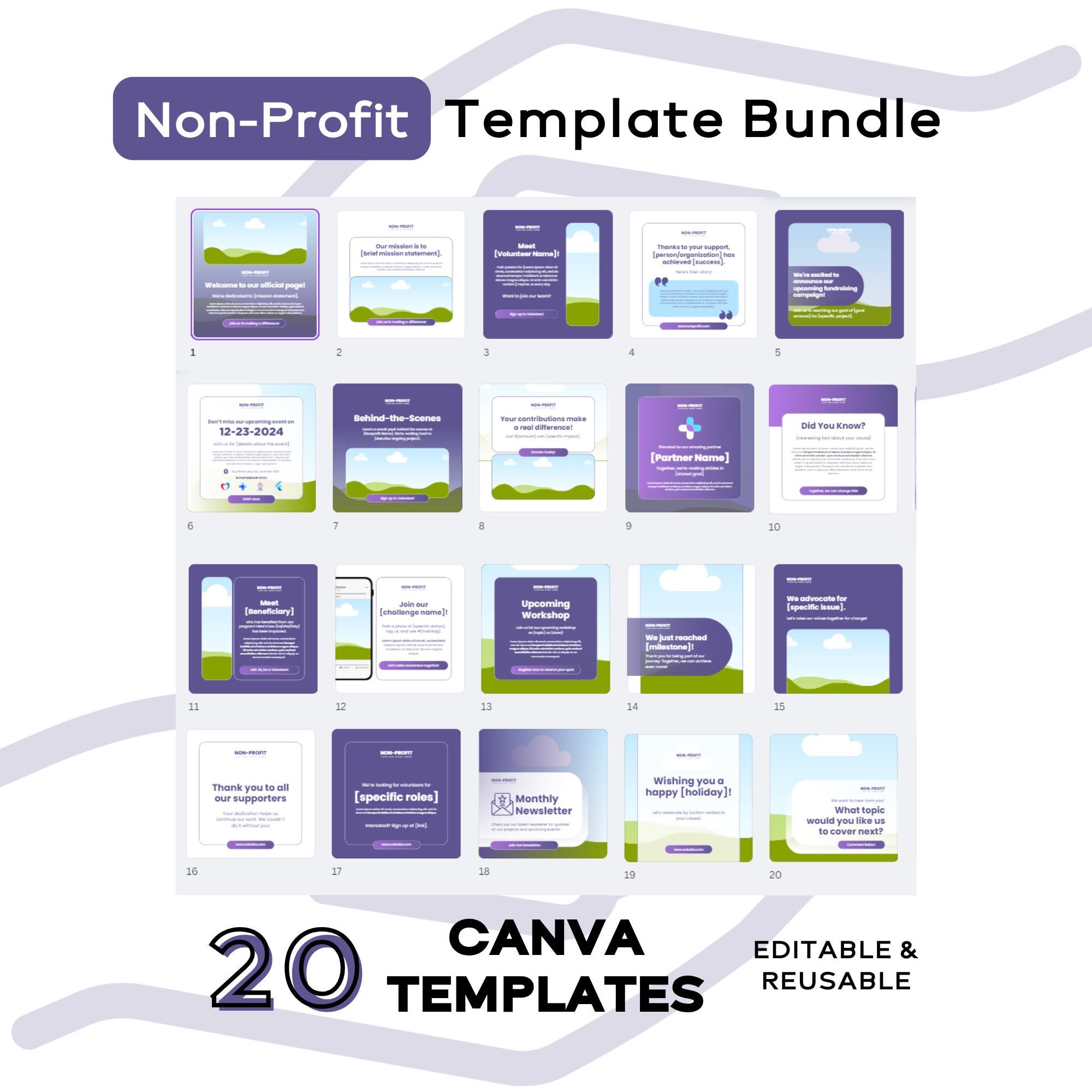 Non-profit Canva Templates: Social Media Posts for Charities (editable ...