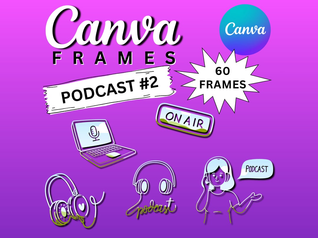 Podcast Canva Frames: 60+ Editable Drag and Drop Templates - Etsy