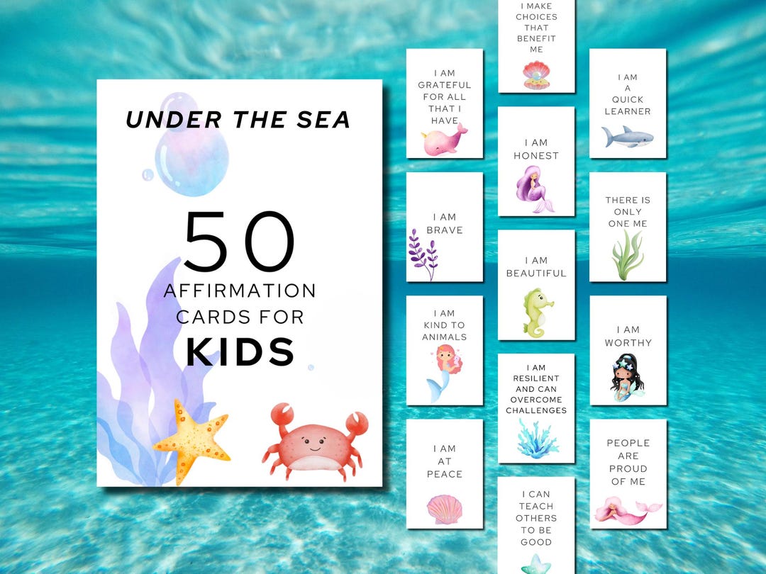 Under the Sea Affirmation Cards for Kids: Positive Mindset, Self-esteem ...