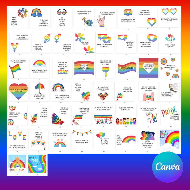 Pride Canva Templates: LGBTQ+ Social Media Graphics (50 Designs) - Etsy