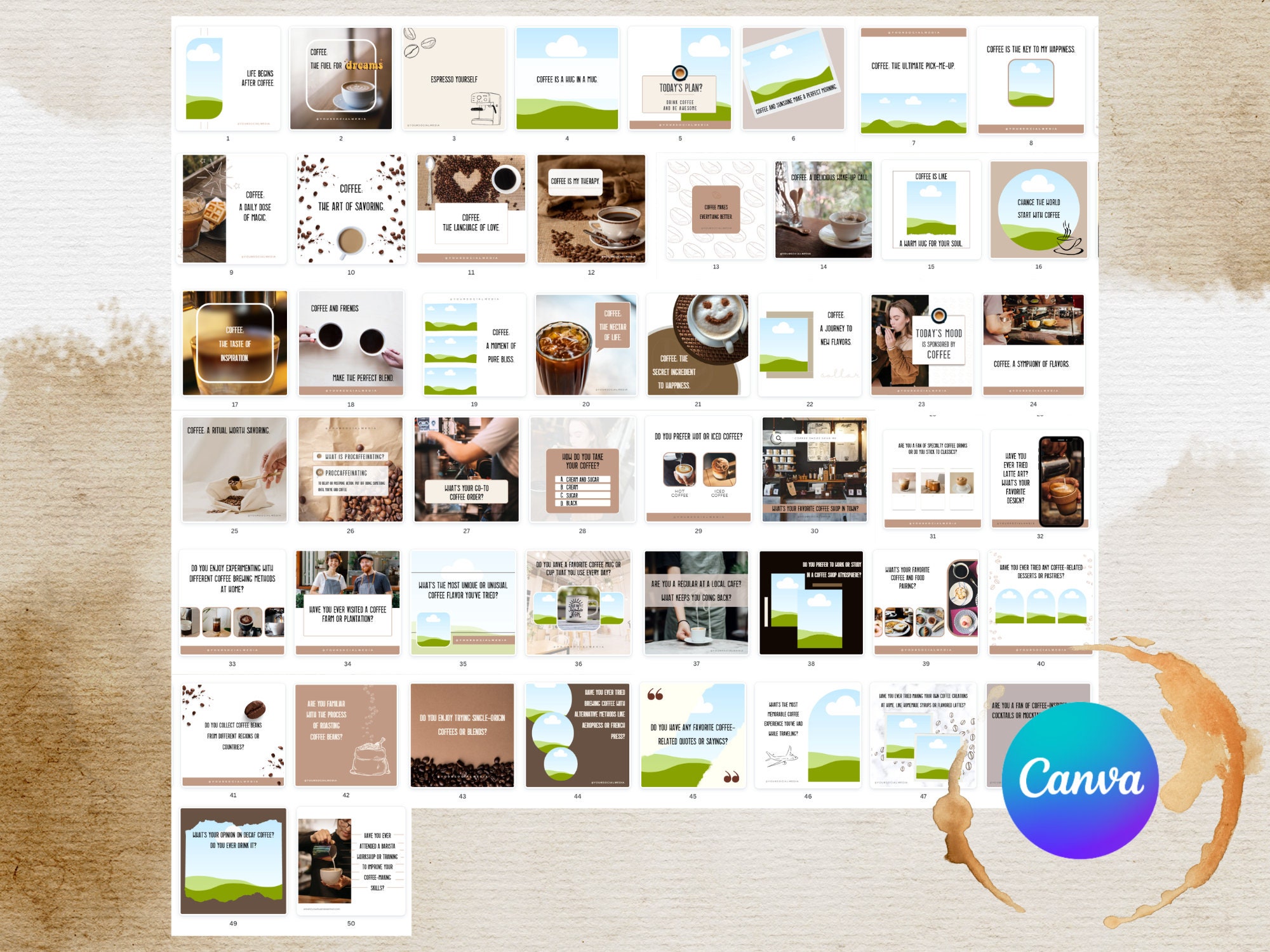 50 Coffee Canva Templates: Editable Cafe & Barista Designs - Etsy