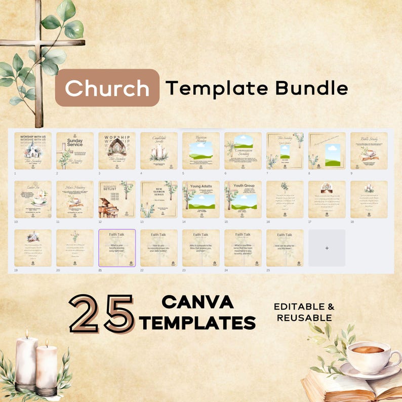 Church Canva Template Bundle: Social Media Graphics (editable in Canva ...