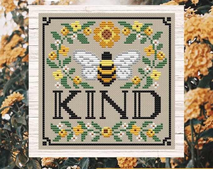 Erin Elizabeth Designs Bee Kind, Cross Stitch Chart, Cross Stitch ...