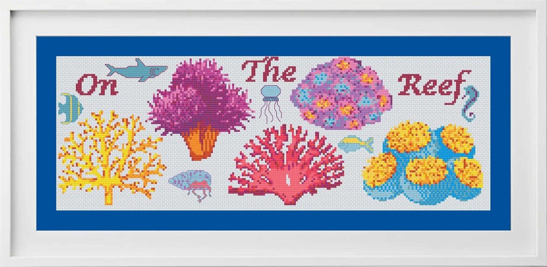Salty Stitcher Designs, on the Reef, Cross Stitch Pattern, Reef, Coral ...