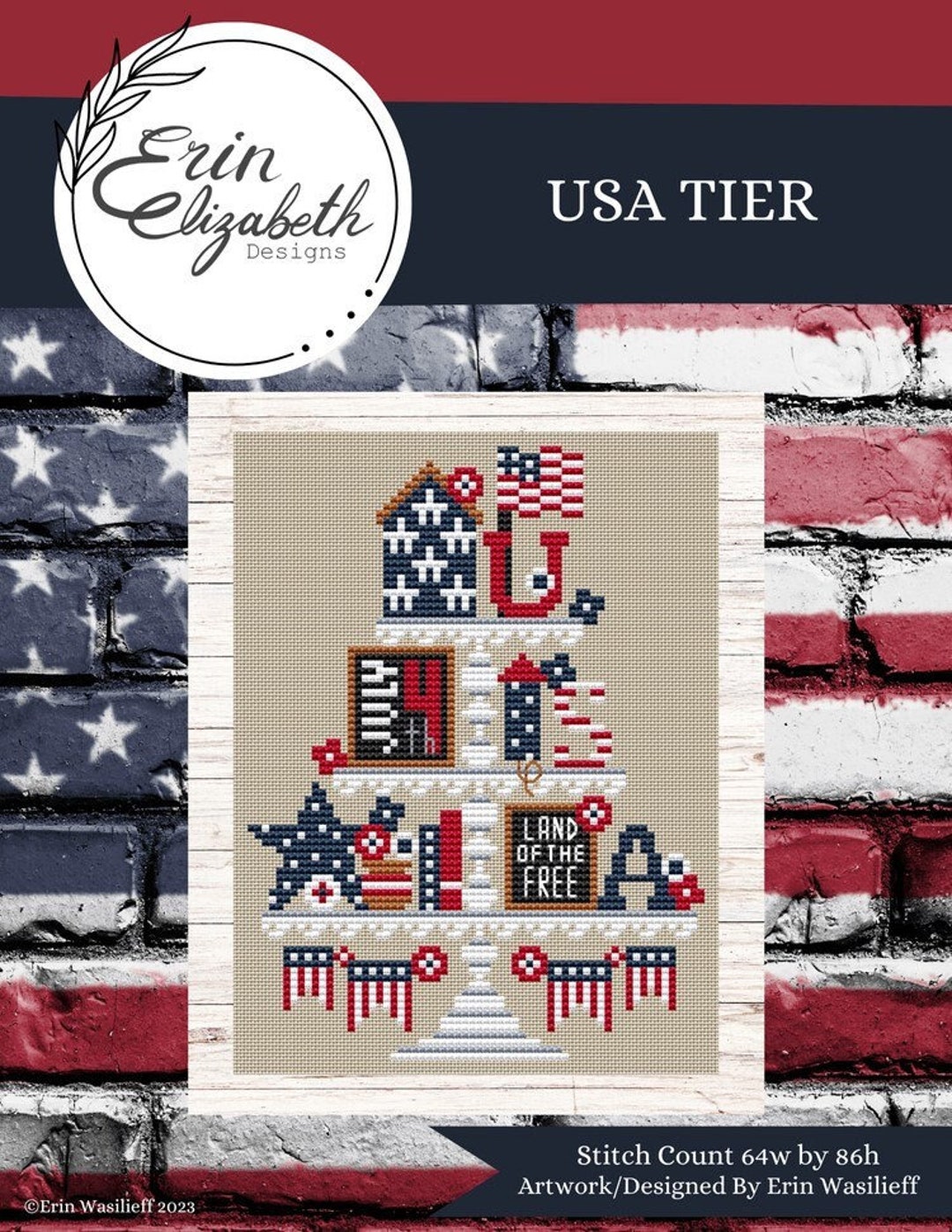 Erin Elizabeth Designs USA Tier, Cross Stitch Chart, Cross Stitch Pattern, Pattern Only - Etsy