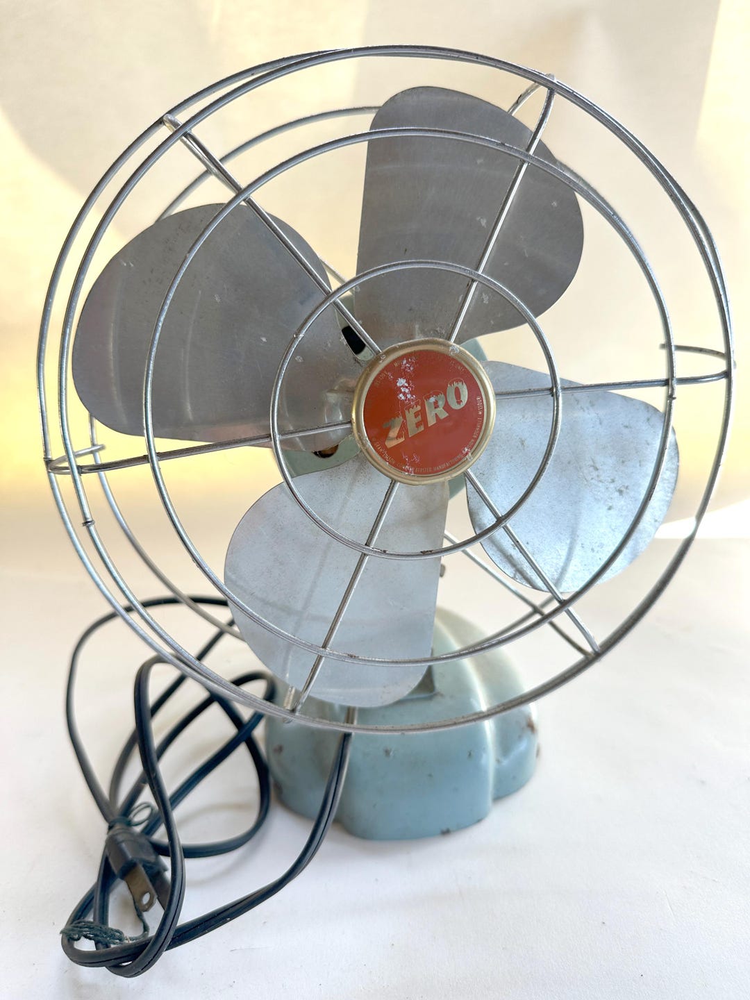 Vintage Teal Blue Zero Desk Fan: Art Deco Mcgraw Electric, Circa 1950s ...